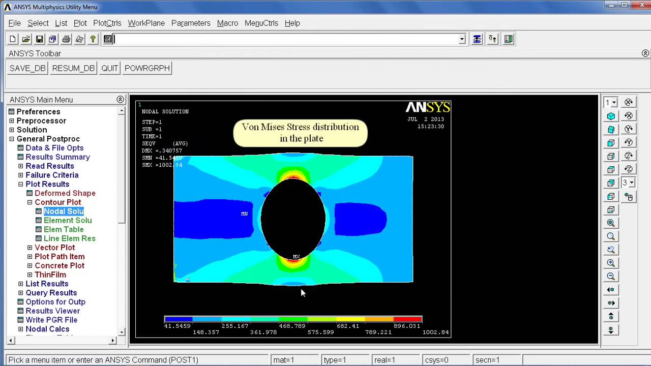 Plate with a circular hole Ansys Tutorial - YouTube