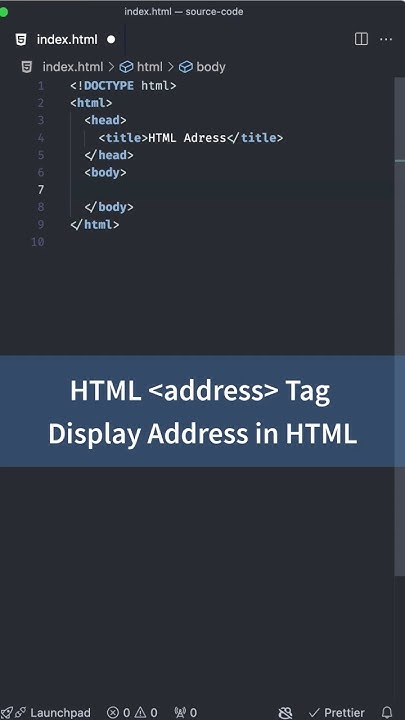 Display Address in HTML, address Tag | HTML Tutorial for Beginners #html #htmlcsstutorial - YouTube