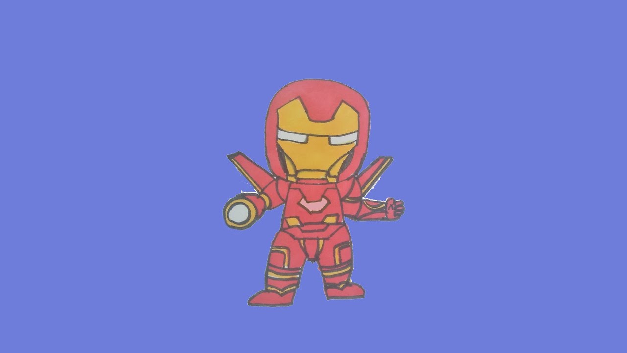 How to draw cute cartoon Iron man ၊ Cute Iron drawing easy for Kids ...