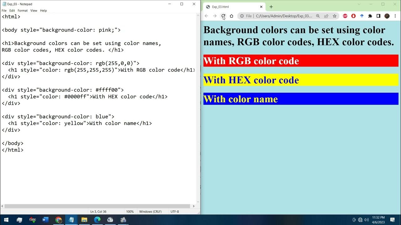 Experiment 3 | Use of color and combination in HTML | HSC ICT Practicals - YouTube