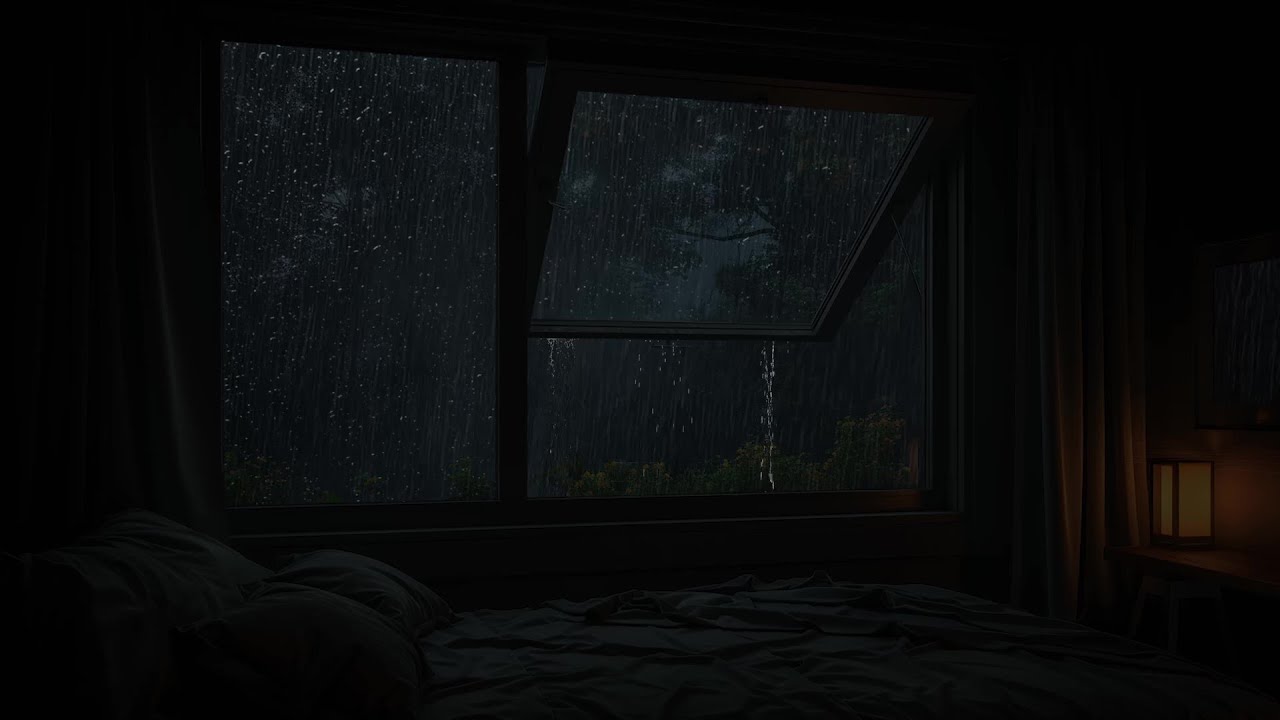 Rain Sounds Outside the Dark Window at Night - Serene Rain Sounds for ...
