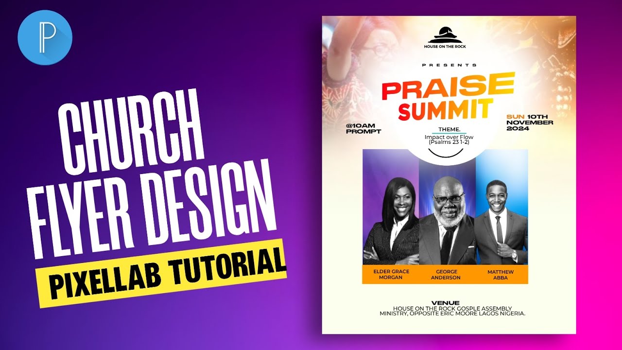 How to design a church flyer on Pixellab | Easy Method 2024| Pixellab ...