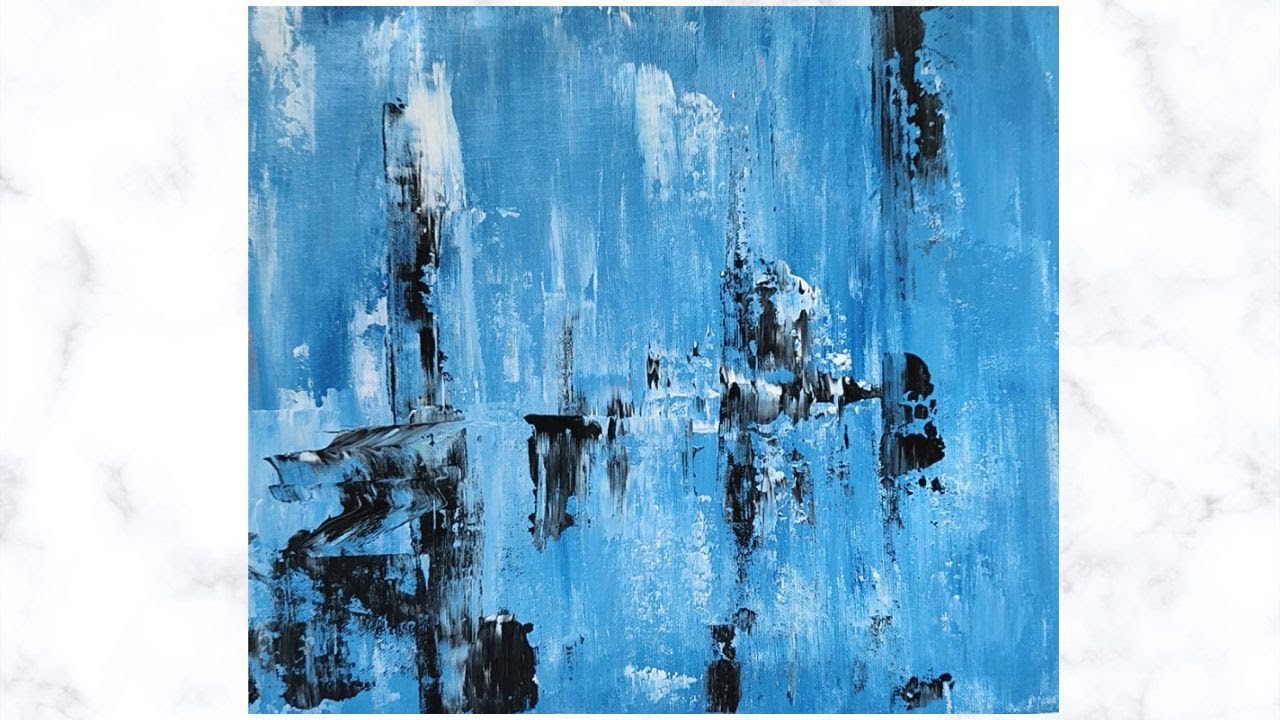 Painting Video of Blue Water Port Abstract Art Acrylic on Canvas for ...