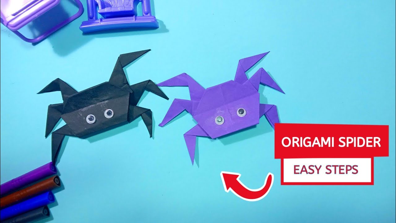 How To Fold Origami Spider - How To Fold Origami Animals - YouTube