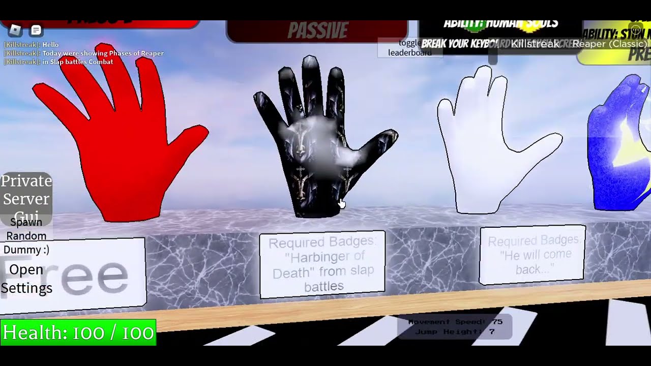Roblox Slap Battles Combat | Showcasing Phases of reaper (Classic ...
