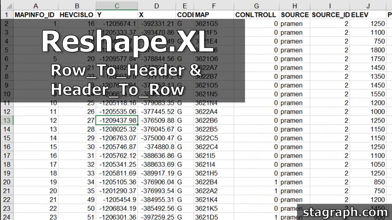 Row to Header & Header to Row | Reshape.XL - YouTube
