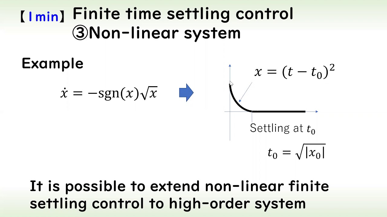 Control Engineering Finite Time Settling Control 3 Nonlinear 1 Minute Explanation Youtube