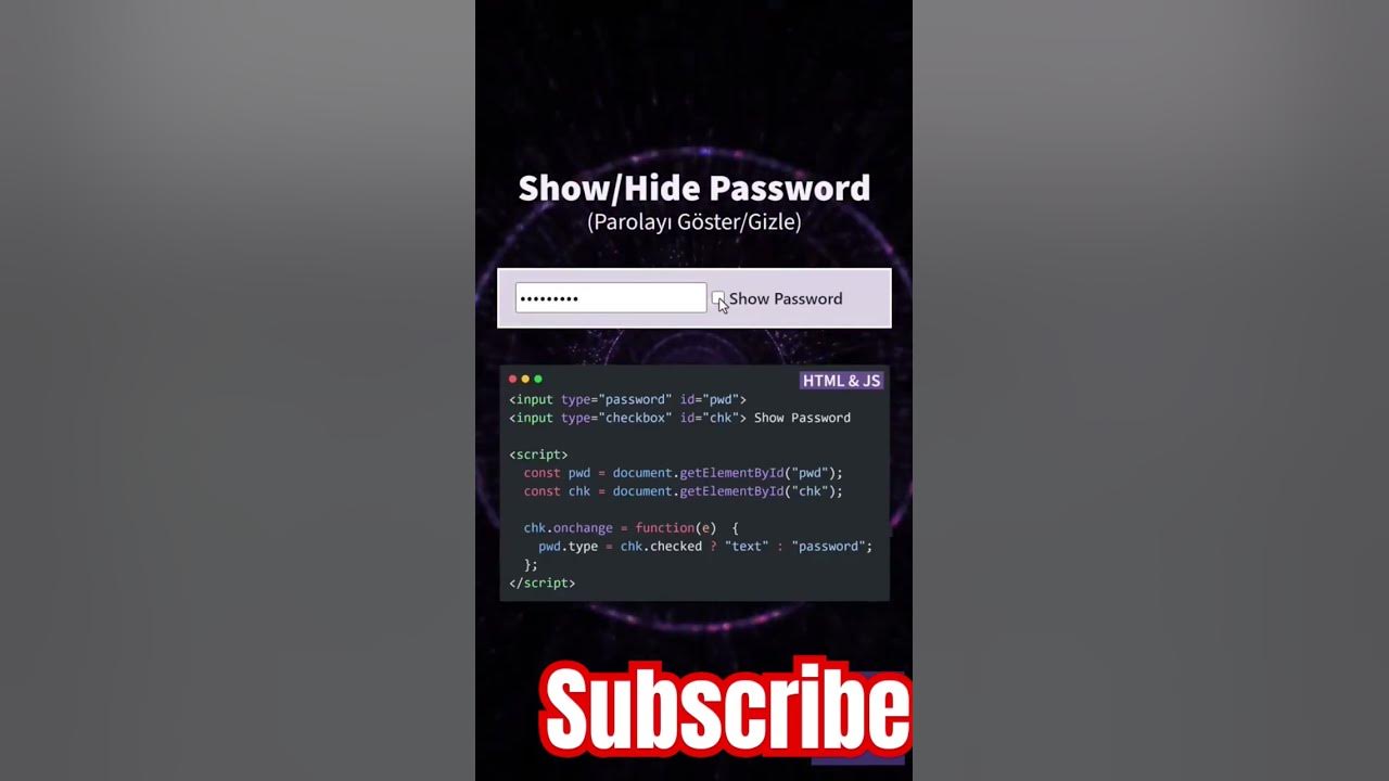Show Hide Password Html Htmltutorial Html Css Javascript Password Hidden Coding 1858