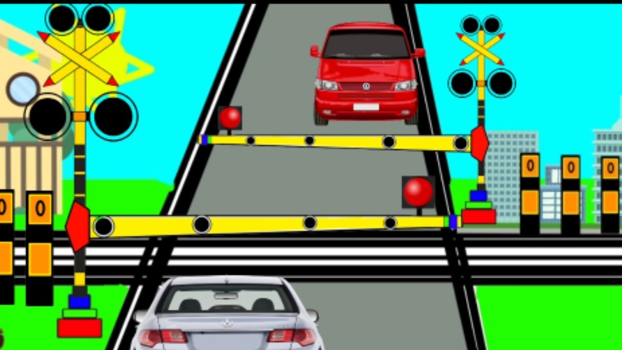 Palang pintu kereta api kartun lucu - Palang perlintasan kereta api ...