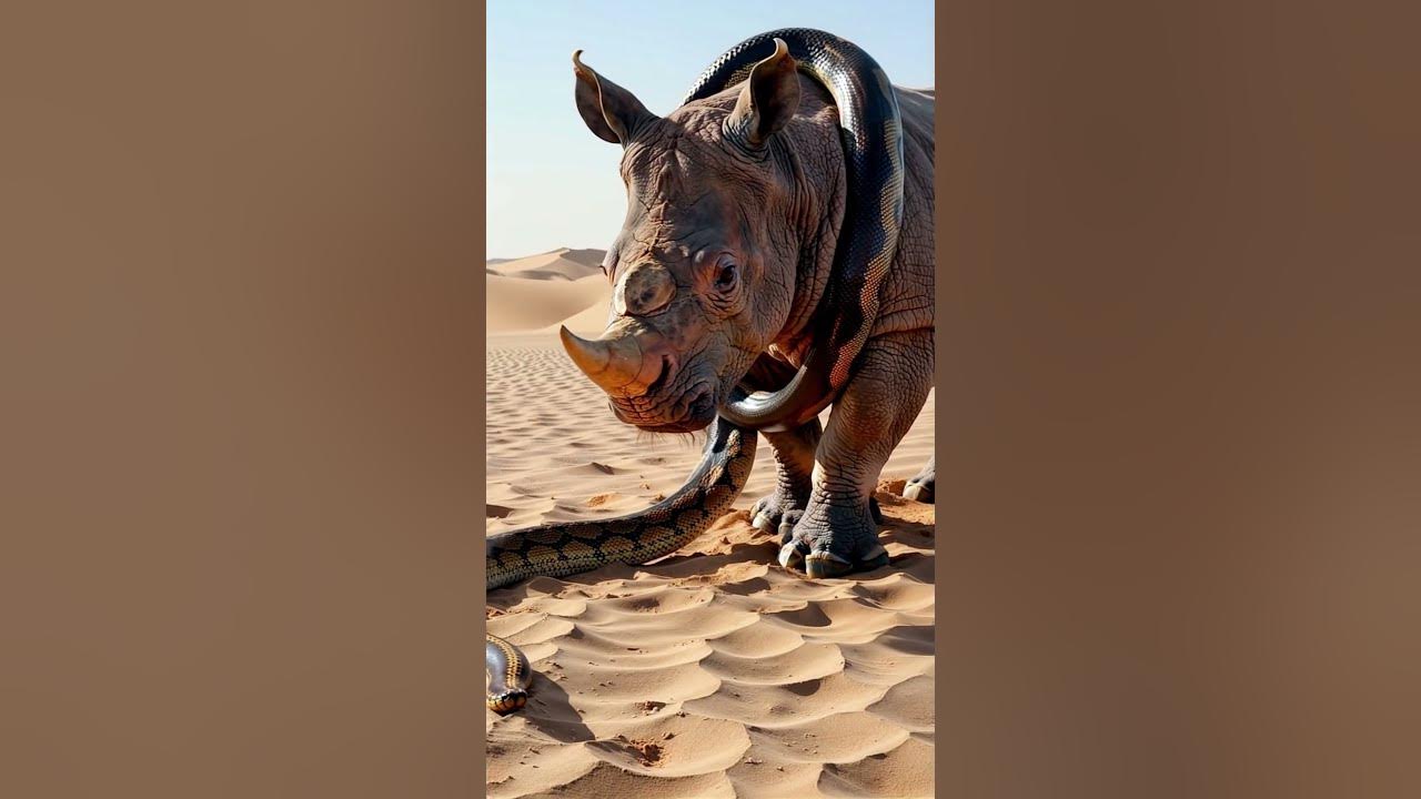 The battle of rhinos with giant pythons #python #animal #animals # ...