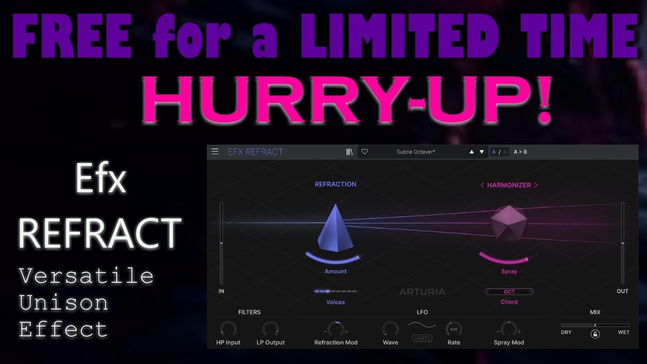 Efx REFRACT is a stereo multi-effect with versatility at its core, FREE for a LIMITED TIME ...