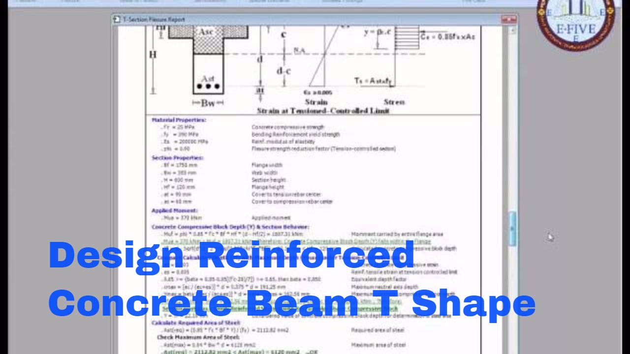 Design Reinforced Concrete Beam T Shape - YouTube
