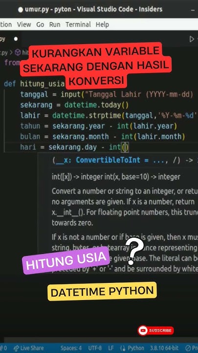 Tutorial Python Hitung Usia Python Programming Pythonbasics Pythonbegginer Djangoproject