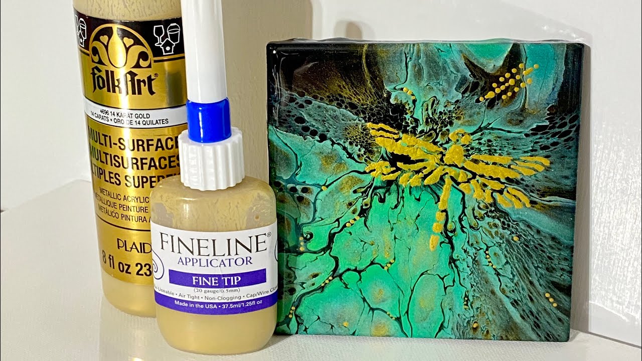 #83 How to Embellish a Fluid Art Painting using a Stencil - YouTube