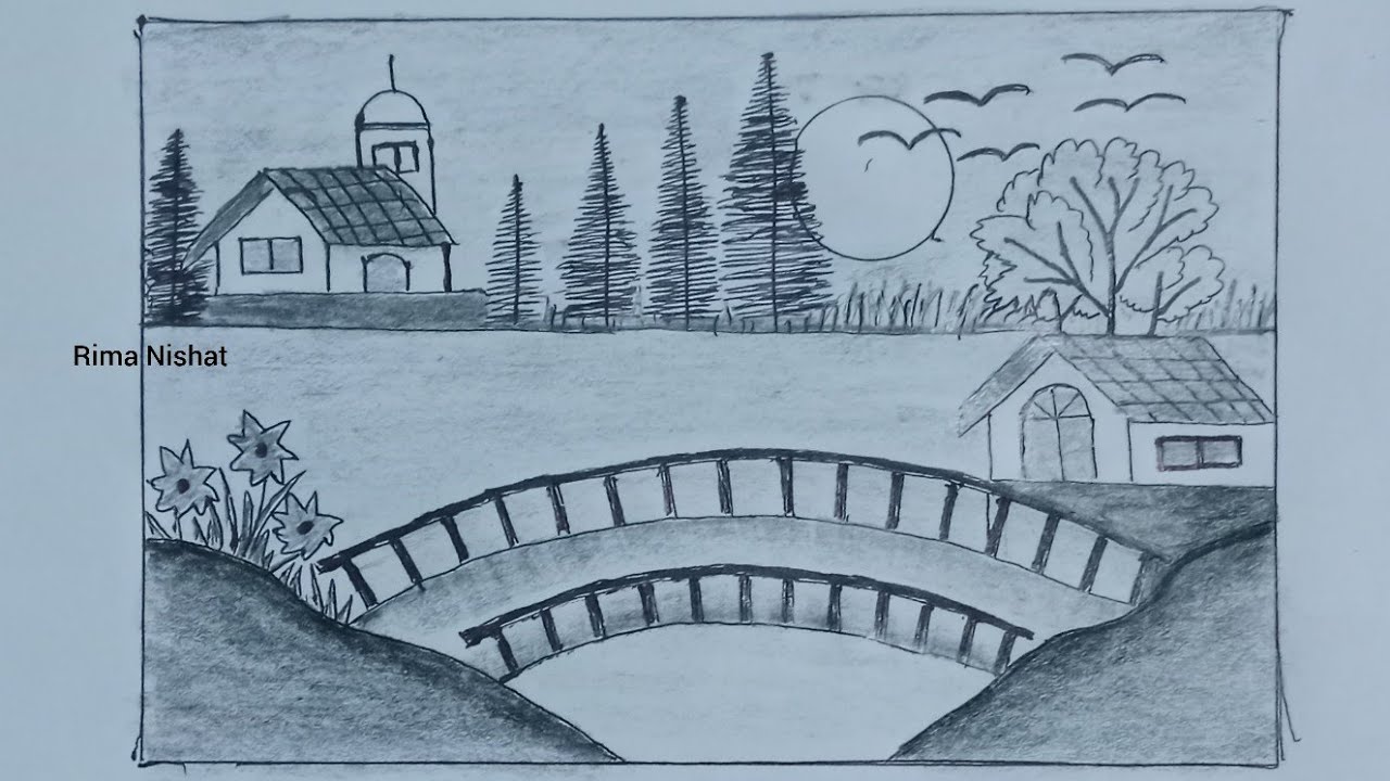 Easy Autumn Scenery Drawing Tutorial for Beginners - YouTube