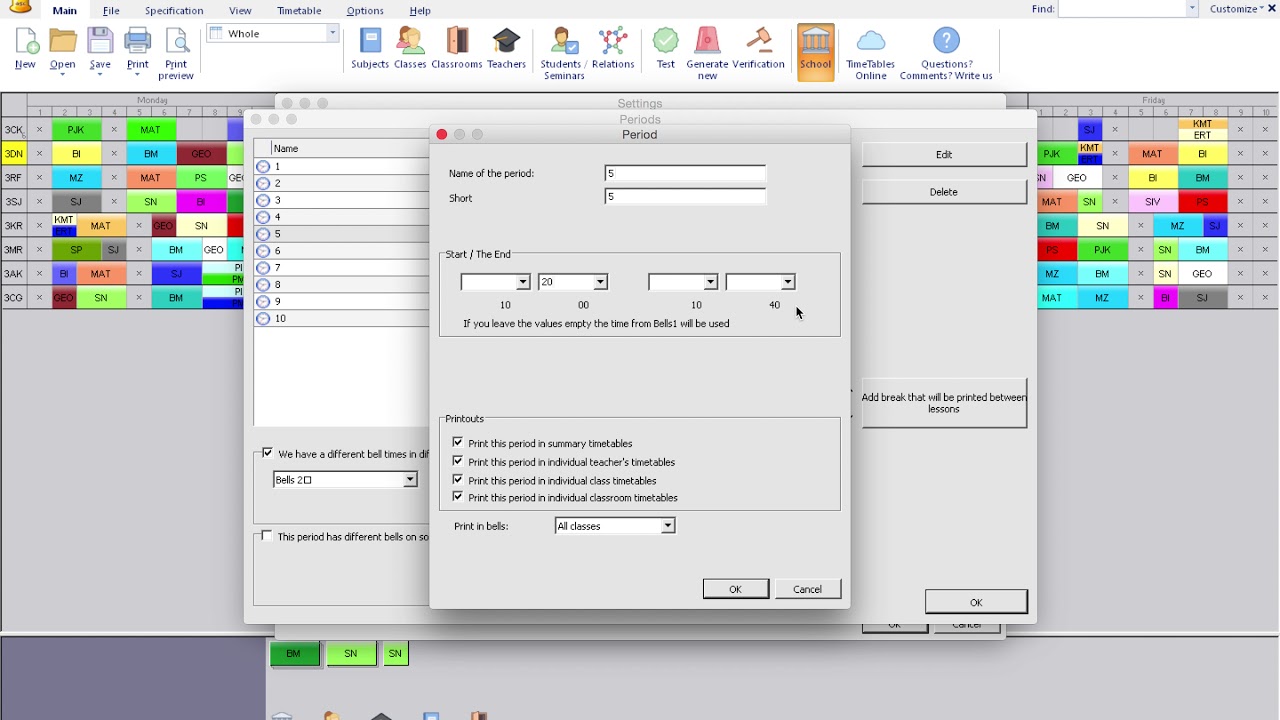 aScTimetables Training - How to set different times for different ...