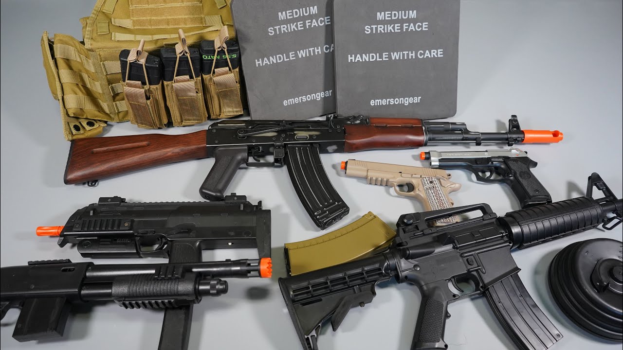 Blowback AK47 - AKM - Toy Gun - Airsoft - Fake Body Armor - MP7 - M4 - Realistic Toy Guns ...