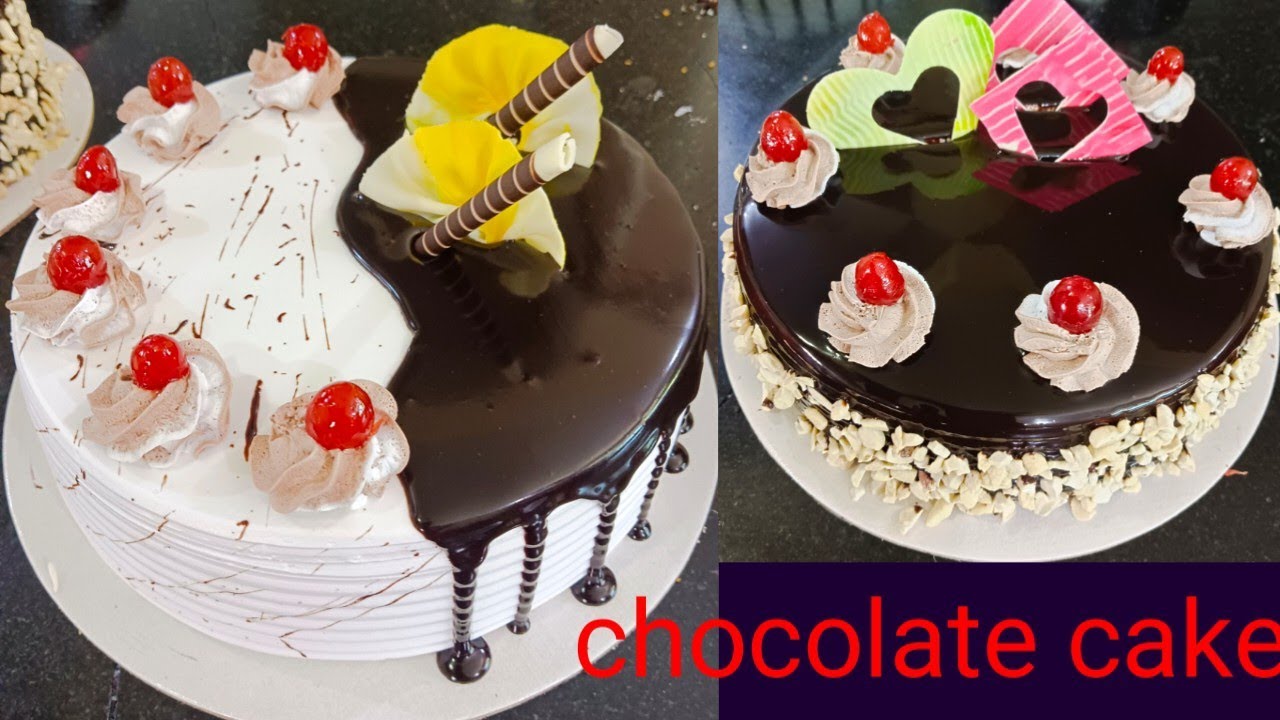 chocolate cake Garnishing|simple cake decorating|chocolate cake design ...
