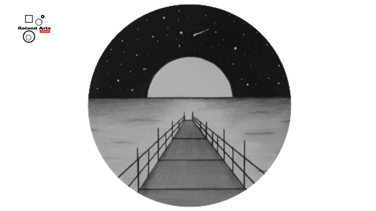 Pencil shading drawing easy in circle scenery | Roland Arts - YouTube