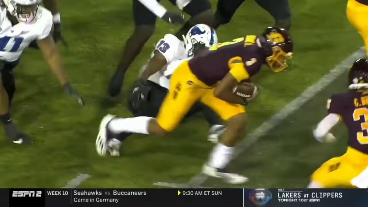 Central Michigan QB rolls over defender and scores incredible 87 yard ...