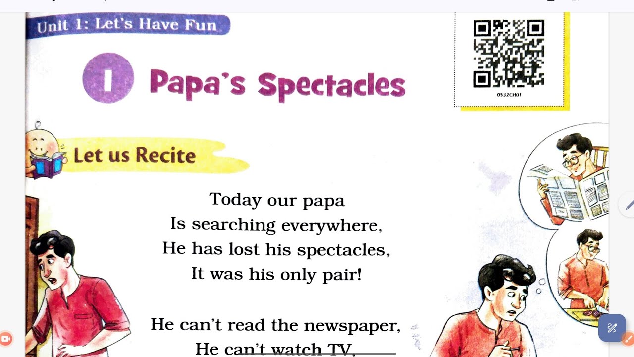 Papa's Spectacles|Class 5|English|Unit 1|Chapter 1|Poem|New NCERT|FULL ...