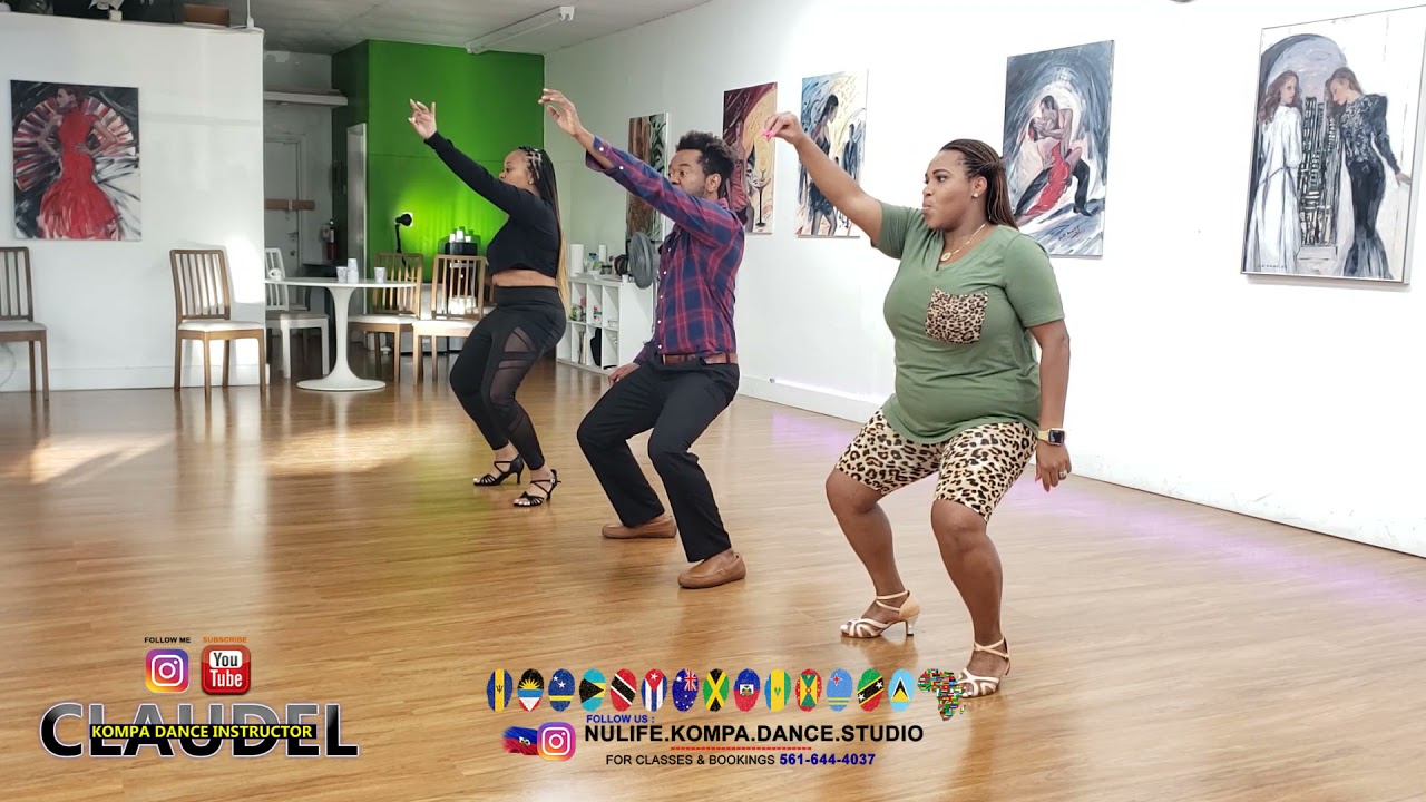 2 SISTERS, LEARNING KOMPA DANCE WAISTLINE MOVES.... WITH CLAUDEL .. # ...