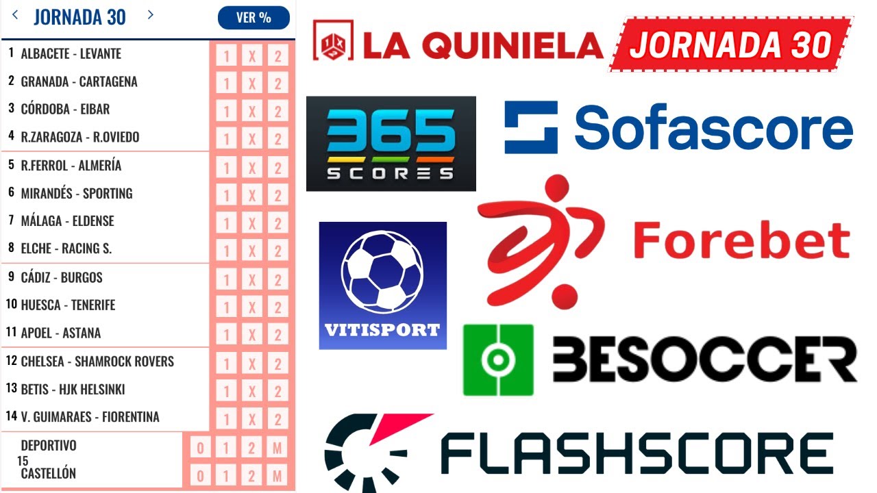 LA QUINIELA JORNADA 30 PRONÓSTICOS CON BESOCCER , SOCCER 365 ,FOREBET , SOFASCORE - SENCILLA Y ...
