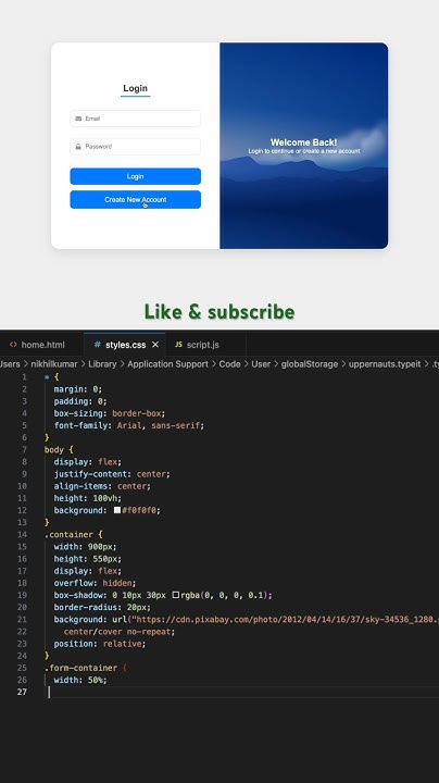 Login & Register UI with Smooth Animation | HTML CSS JavaScript | Switch form UI#short# ...