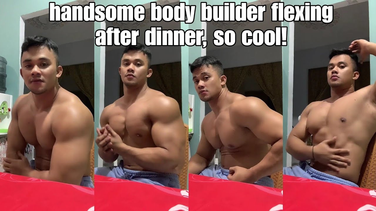 handsome body builder flexing after dinner, so cool! - YouTube