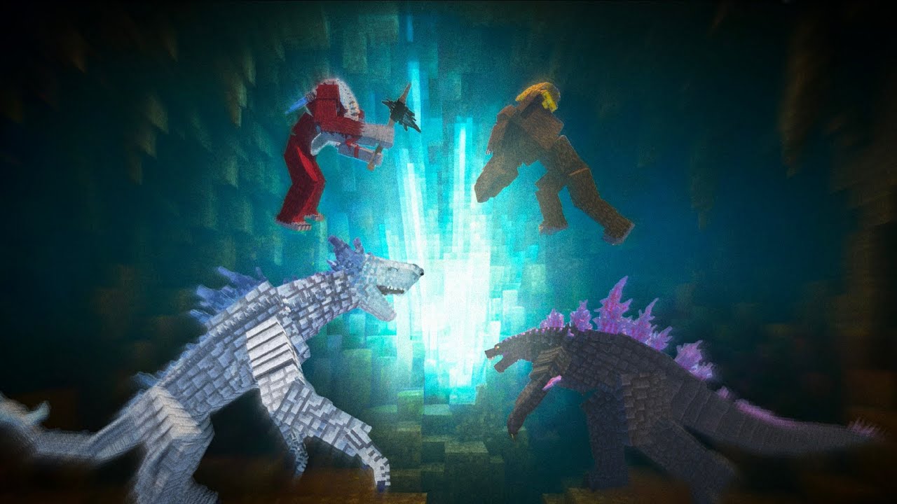 Godzilla and Kong VS Skar King and Shimo in Minecraft! - YouTube
