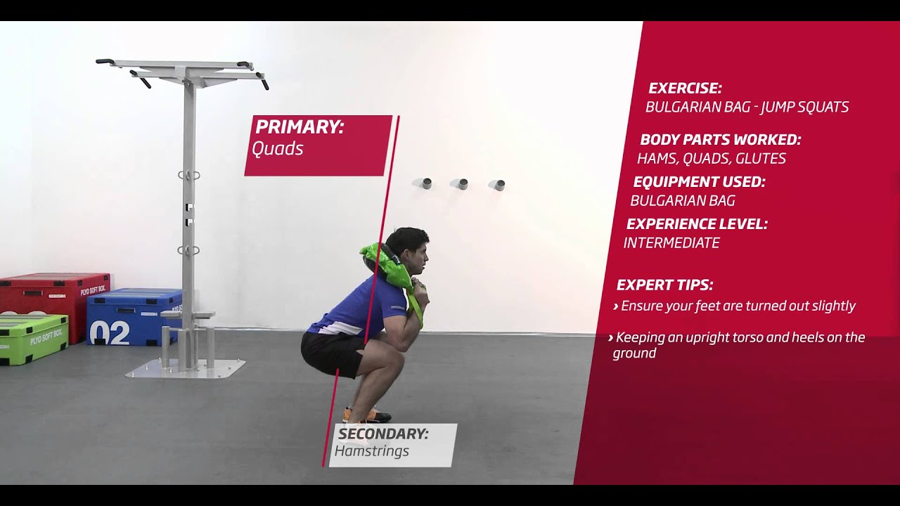 Fitness First Freestyle exercise - Bulgarian Bag Jump Squats ...