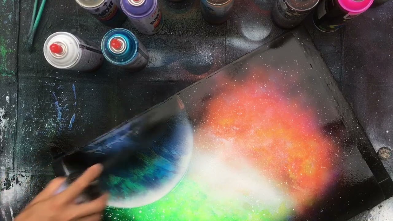 spray paint art Easy Nebula&Galaxy - YouTube