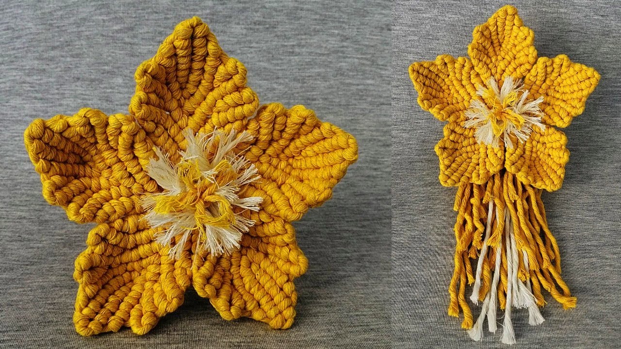 DIY como hacer una FLOR en MACRAME (paso a paso) | DIY Macrame Flower Tutorial (step by step ...