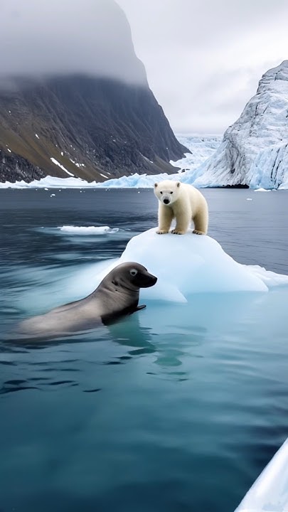 An Unexpected Encounter in the Arctic Polar Bear Cub and Seal#videoshort #ArcticWildlife # ...