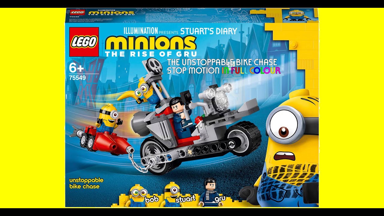 Lego minions the unstoppable bike chase stop motion in full colour ...