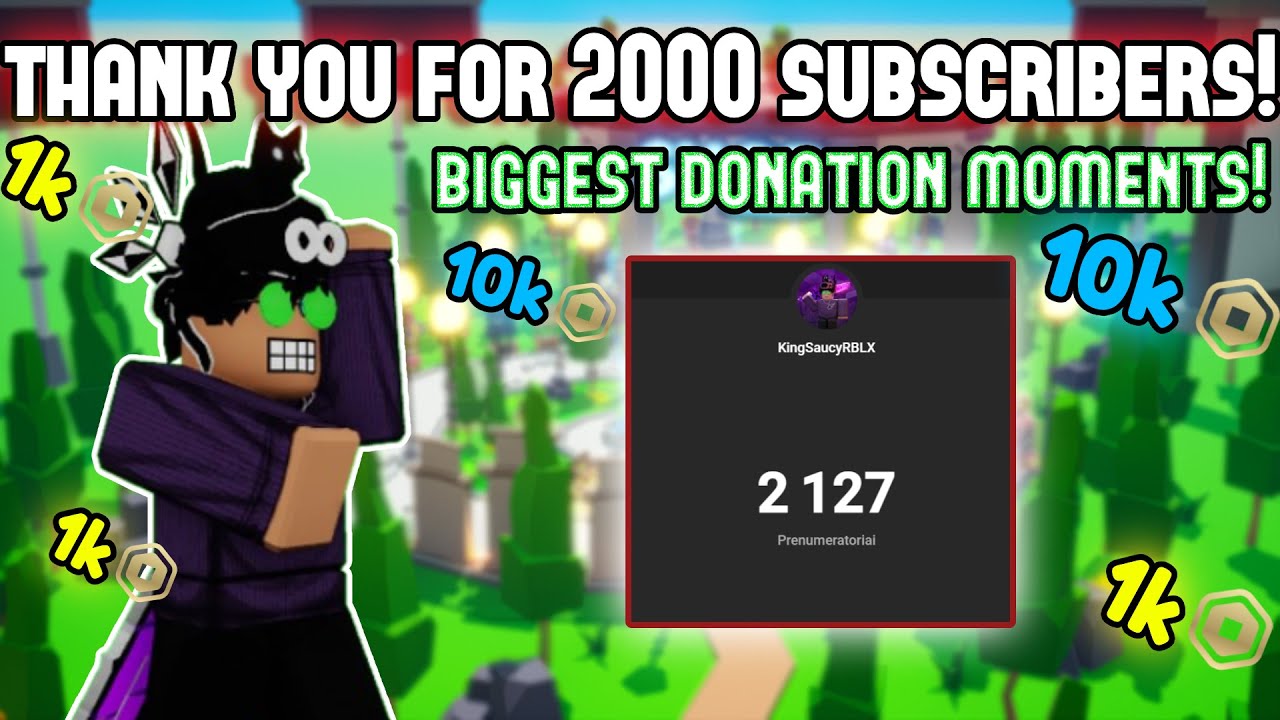 THANK YOU FOR 2000 SUBSCRIBERS!! (BIGGEST DONATION MOMENTS) - YouTube