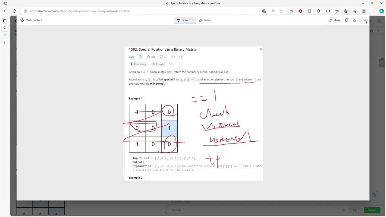 LeetCode 1582 | Special Positions in a Binary Matrix | BF | Counting Arrays | Java - YouTube