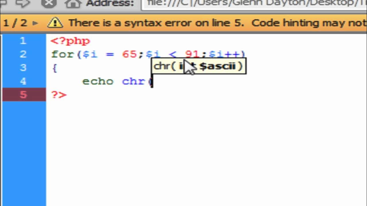 PHP String Function: chr( ) - YouTube