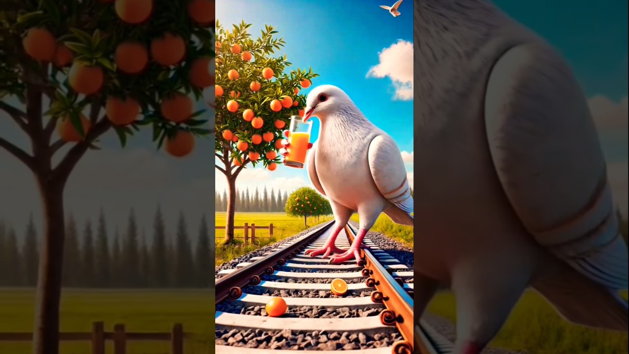 The big pigeon watered the orange plant burning in the heat 😭 #ai # ...