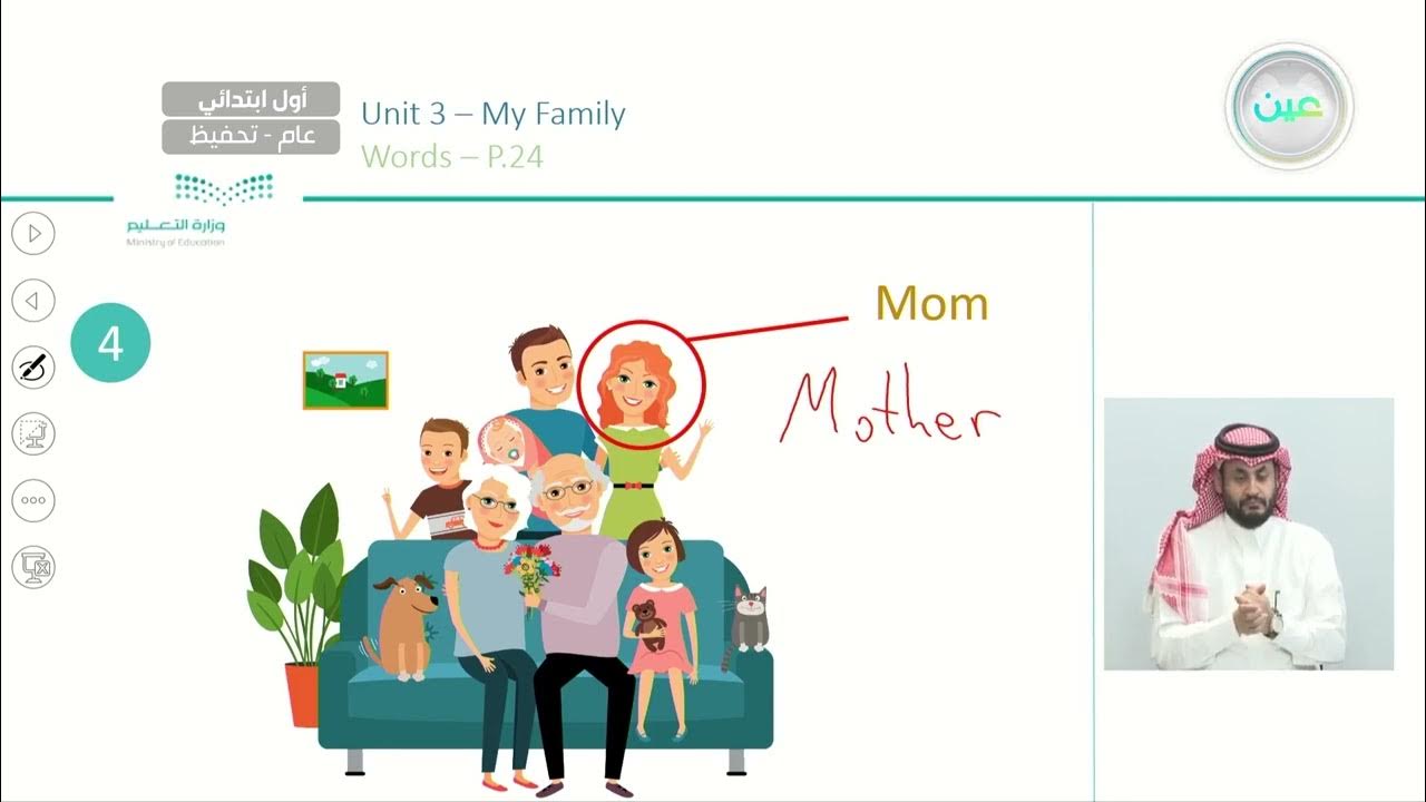 "Unit 3 My Family Words (P. 24) - اللغة الإنجليزية - أول ابتدائي" - YouTube