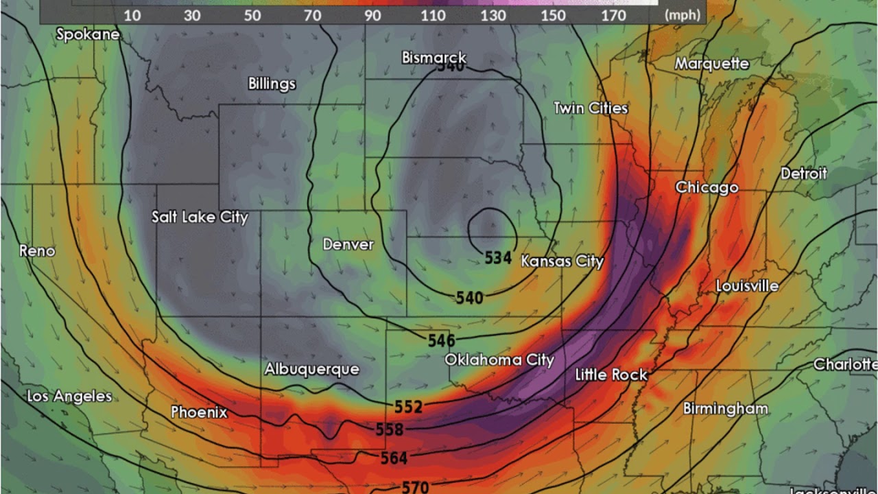 Loop of 500mb Heights & Winds on March 14, 2019 - YouTube