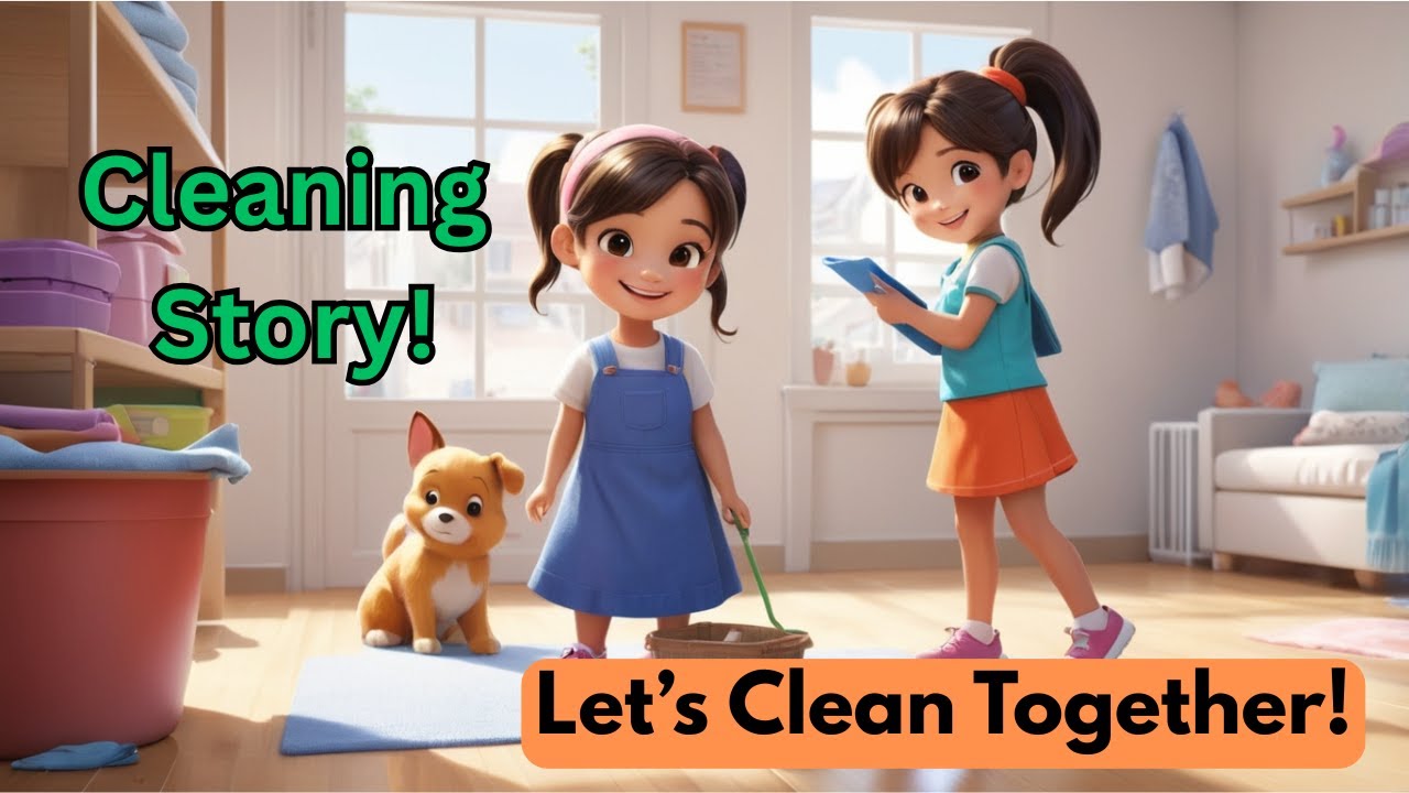Clean & Learn English | Fun House Cleaning Story for Beginners with ...