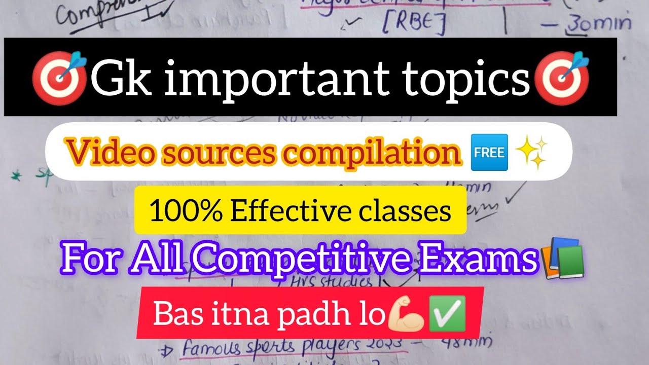 IMPORTANT Gk Topics For SSC EXAMS with Video Sources 🆓🔥-100% Topic ...