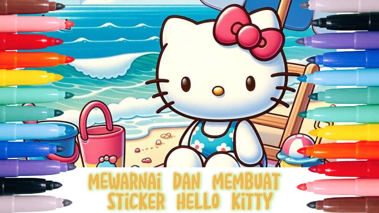 Menggambar dan Mewarnai Sticker Hello Kitty #belajarmewarnai #mewarnai ...