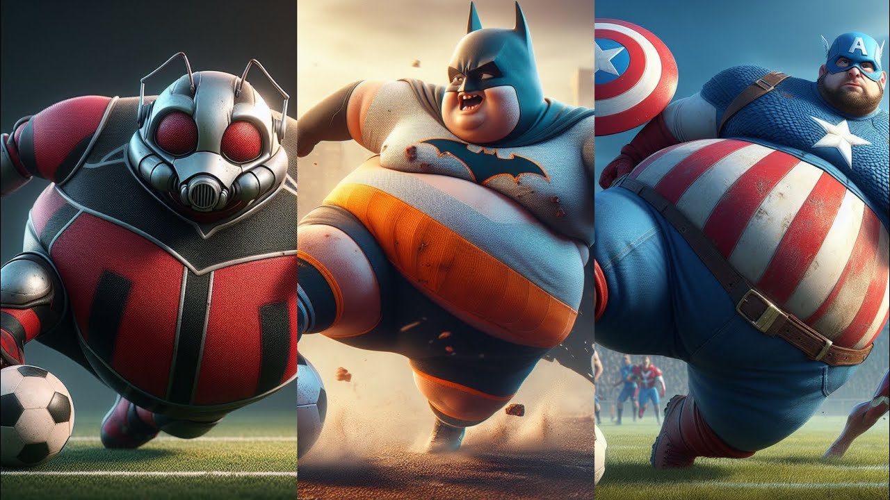 Fat Superheroes Football | Batman, Captain America & Antman - YouTube
