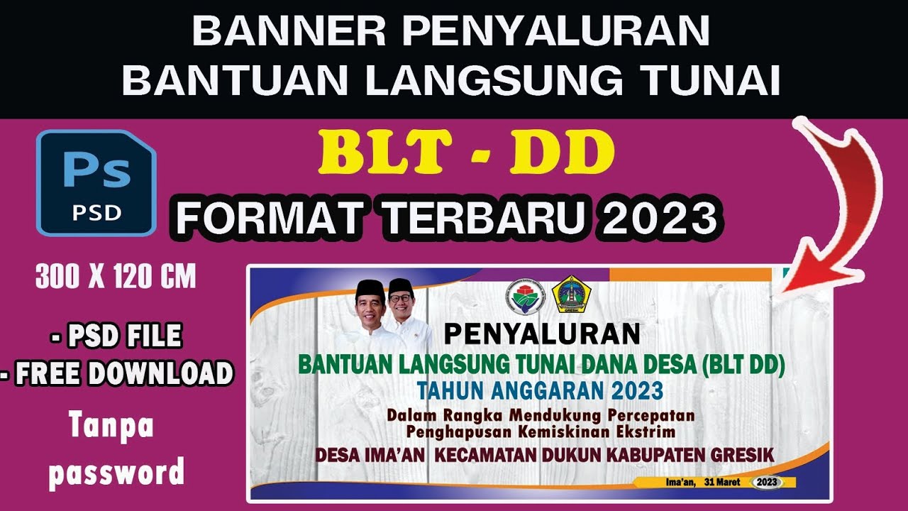 CONTOH BANNER TERBARU BLT DANA DESA 2023 || BLT DD FREE DOWNLOAD PSD ...