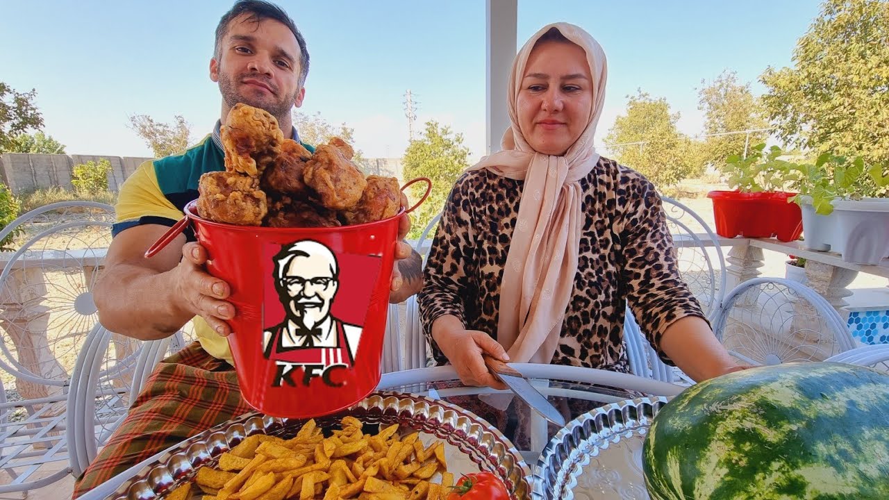 Crispy KFС Chicken and Ruddy French Fries! Life in the Village | rural ...