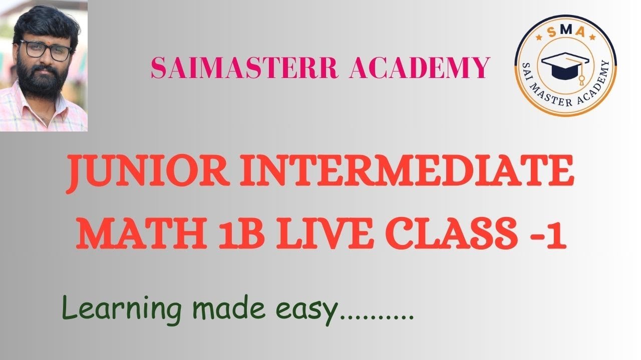 INTRODUCTION FOR JUNIOR INTER MATHS 1B - YouTube