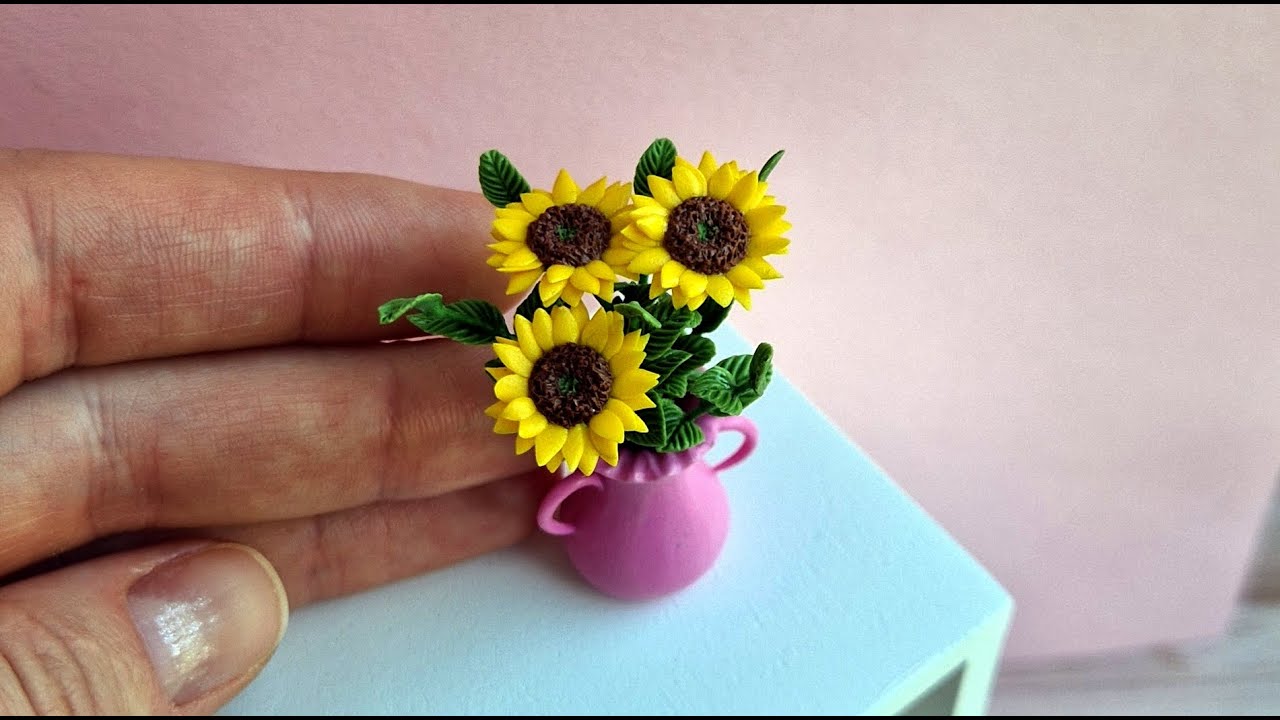 Miniature sunflowers💛Polymer clay - YouTube