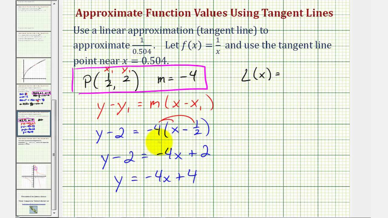 Ex Use A Tangent Line To Approximate A Quotient Youtube